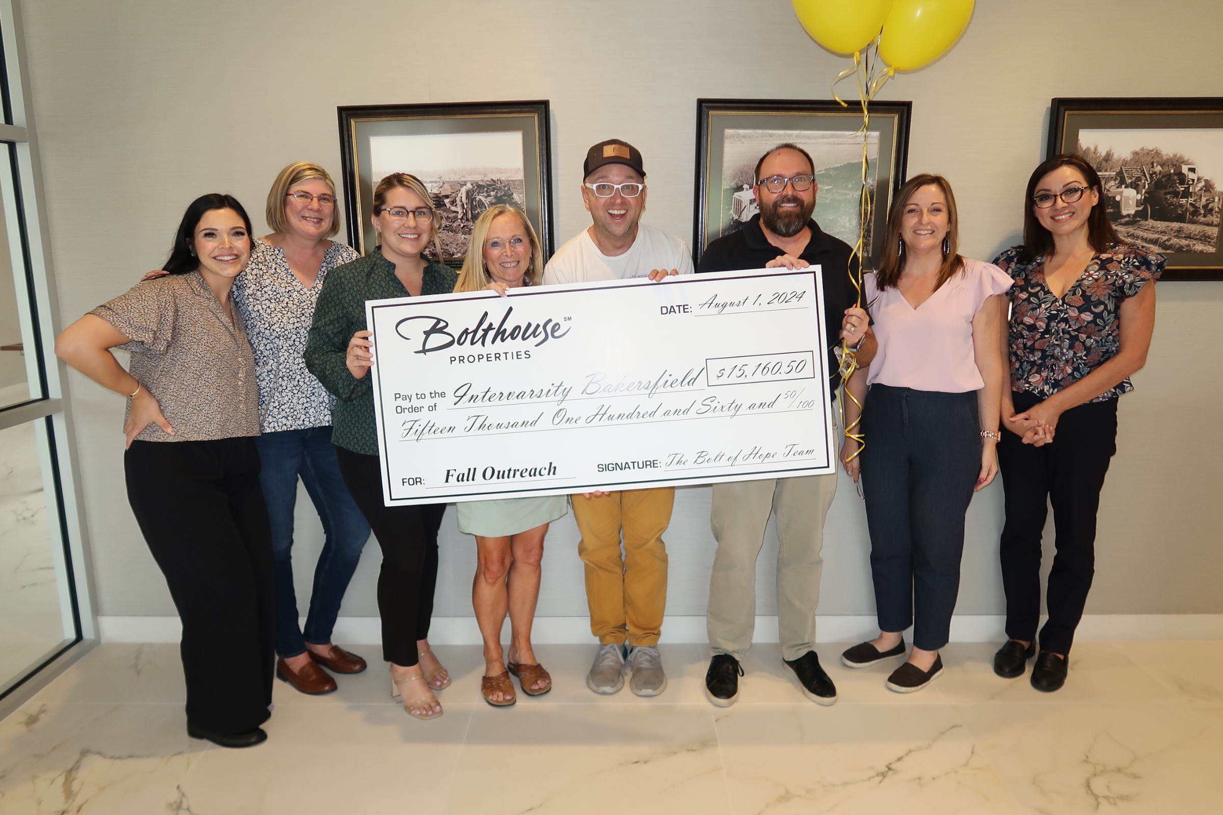 Bolt of Hope Team Supports InterVarsity with Transformational Grant - Bolthouse Properties